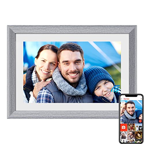 FRAMEO Digital Picture Frame WiFi 10.1 inch IPS Touch Screen HD Display,16GB Storage, Auto-Rotate,Easy Setup to Share Photos or Videos via Frameo APP