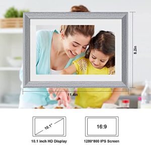 FRAMEO Digital Picture Frame WiFi 10.1 inch IPS Touch Screen HD Display,16GB Storage, Auto-Rotate,Easy Setup to Share Photos or Videos via Frameo APP