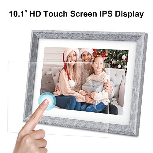 FRAMEO Digital Picture Frame WiFi 10.1 inch IPS Touch Screen HD Display,16GB Storage, Auto-Rotate,Easy Setup to Share Photos or Videos via Frameo APP