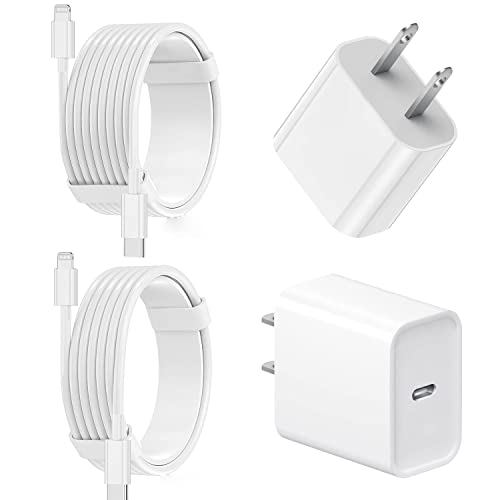 Fast Charger for iPhone【Apple MFi Certified】 20W USB C Wall Charger with 6.6FT Fast Charging Cable Portable Phone Charger Compatible with iPhone 14/14 Pro Max/13/13Pro/12/12 Pro/11,iPad,2 Pack, White