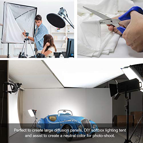 LimoStudio (Large) 20 x 5 feet / 6.1 x 1.52 Meters / 240 x 60 Inches Light Diffuser, Soft Nylon Silk Seamless White Diffusion Fabric, DIY Softbox Light Box Tent for Professional Photo Studio, AGG2514