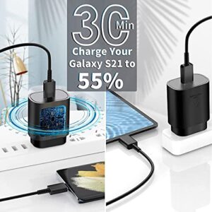 Samsung USB-C Super Fast Charging, 2Pack MITSUGAWA 25W Power Delivery Fast Wall Charger(2Pack 5FT USB-C Cable is included), for Galaxy S22/S21+/Ultra/Note10/20/Z Fold 3/Flip 3/S10/9/8, iPad Pro, Pixel