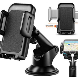 Pokanic Car Cell Phone Mount Stand Holder Cradle Dashboard Windshield Washable Sticky Gel Pad 360 Rotation Three-Side Grips Universal (Dashboard Mount)