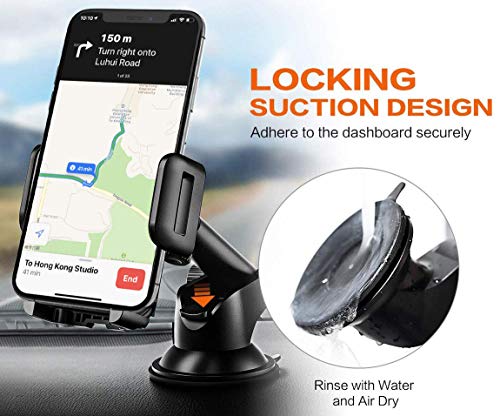 Pokanic Car Cell Phone Mount Stand Holder Cradle Dashboard Windshield Washable Sticky Gel Pad 360 Rotation Three-Side Grips Universal (Dashboard Mount)