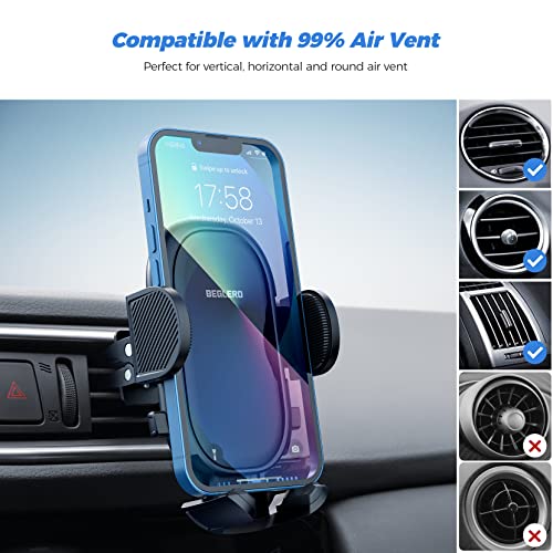 Car Phone Holder, Car Vent Phone Mount with Twist-Lock Vent Clip, High-end Mirror Surface, Pull-Down Support Feet, Silicone Protection One Button Release Car Mount Compatible with All Cell Phone