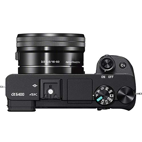 Sony ILCE-6400L a6400 Mirrorless APS-C Interchangeable-Lens Camera with 16-50mm Lens Bundle with 64GB Memory Card, Photo and Video Editing Suite, Camera Bag, 40.5mm Filter Kit and Camera Battery