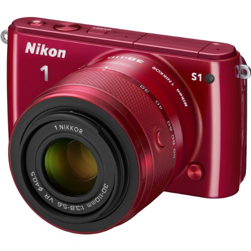 Nikon 1 S1 10.1 MP HD Digital Camera System with 11-27.5mm VR and 30-110mm VR 1 NIKKOR Lenses (Red)