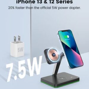 Wireless Charger for MagSafe, 3 in 1 Charging Station for Apple, Magnetic Wireless Charging Stand for iPhone 14/13/12 Series, iWatch 8/SE/7/6/3, AirPods 2/3/Pro/Pro 2