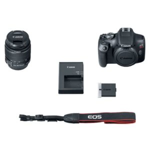 Canon EOS Rebel T7 DSLR Camera with 18-55mm Lens (2727C002), 4K Monitor, Pro Headphones, Pro Mic, 2 x 64GB Memory Card, Case, Corel Photo Software, Pro Tripod, 3 x LPE10 Battery + More (Renewed)