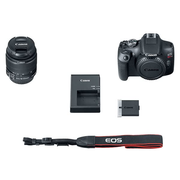 Canon EOS Rebel T7 DSLR Camera with 18-55mm Lens (2727C002), 4K Monitor, Pro Headphones, Pro Mic, 2 x 64GB Memory Card, Case, Corel Photo Software, Pro Tripod, 3 x LPE10 Battery + More (Renewed)