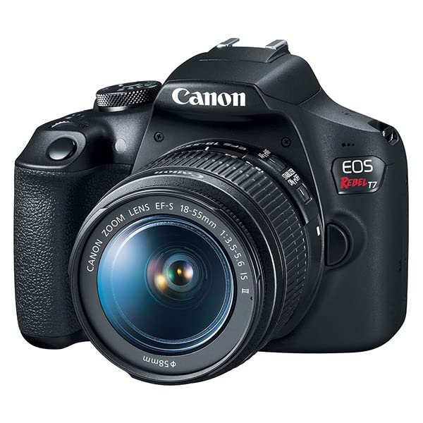 Canon EOS Rebel T7 DSLR Camera with 18-55mm Lens (2727C002), 4K Monitor, Pro Headphones, Pro Mic, 2 x 64GB Memory Card, Case, Corel Photo Software, Pro Tripod, 3 x LPE10 Battery + More (Renewed)