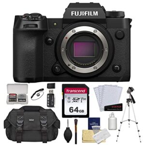 fujifilm x-h2 mirrorless camera body |black + lens cap keeper + cleaning kit + screen protectors + memory card case + memory card reader + 64gb memory card + digital camera case + tripod w/case