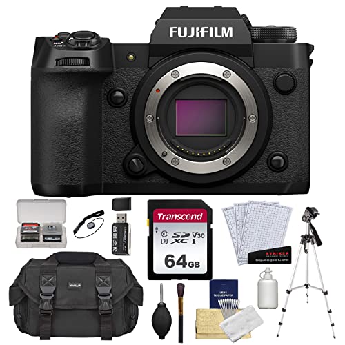 FUJIFILM X-H2 Mirrorless Camera Body |Black + Lens Cap Keeper + Cleaning Kit + Screen Protectors + Memory Card Case + Memory Card Reader + 64GB Memory Card + Digital Camera Case + Tripod w/Case