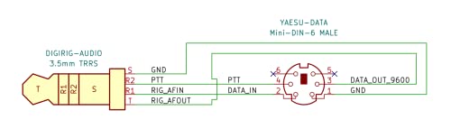 Digirig 9600 baud MiniDin6 Audio & PTT Cable Mobile