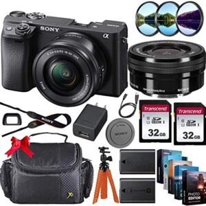 Sony Alpha a6400 Mirrorless Digital Camera with 16-50mm Lens + 2 x 32GB Memory Cards, Sturdy Equipment Carrying Case, Spider Tripod, Software Kit and More