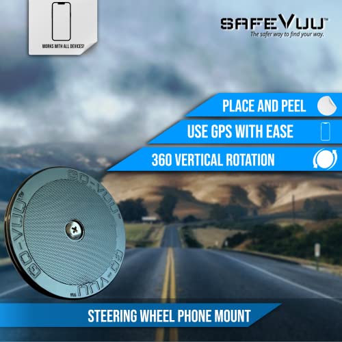 SafeVuu Patented Rotating Phone Mount, Steering Wheel Turns-Phone Does Not, Hands-Free Driving - Perfect for GPS, Trucks, Golf Carts, Utility Vehicles, Motor Coaches & More