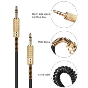 BUTIAO for Marshall Speaker Cable, Replacement Aux Extension Cord 3.5mm Coiled Audio Cable for Marshall Action II Stanmore II Woburn II Stockwell Bluetooth Speaker