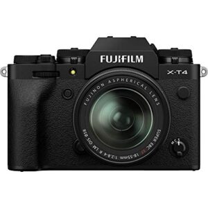 Fujifilm X-T4 Mirrorless Digital Camera with XF 18-55mm f/2.8-4 R LM OIS Lens (Black) Bundle, Includes: SanDisk 64GB Extreme SDXC Memory Card, Fujifilm VG-XT4 Battery Grip and More (8 Items)