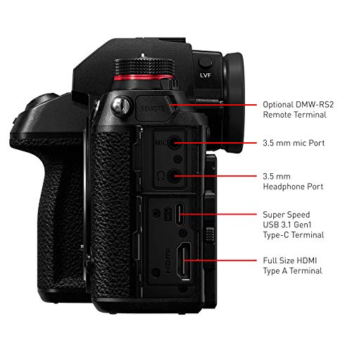 Panasonic LUMIX S1R Full Frame Mirrorless Camera with 47.3MP MOS High Resolution Sensor, L-Mount Lens Compatible, 4K HDR Video and 3.2” LCD - DC-S1RBODY