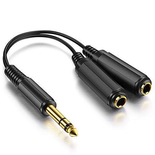 ICESPRING 1/4" 6.35mm Stereo Plug/Male to Dual 1/4" 6.35mm Jack/Female Splitter Adapter Cable Converter 0.6 feet