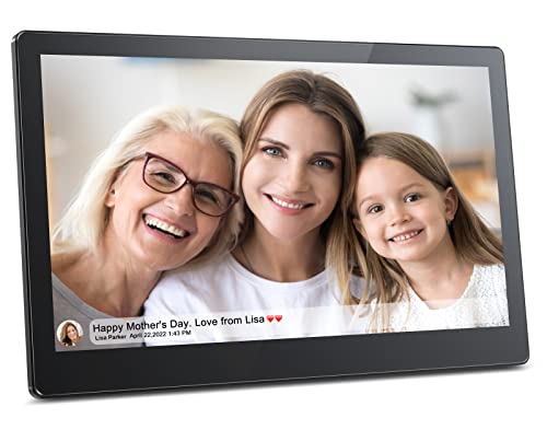 FRAMEO 15.6 Inch FHD Digital Photo Frame WiFi, MARVUE Vision 15 Smart WiFi Electronic Digital Picture Frame Large Touch Screen&16GB Storage,Easy Setup to Share Video and Photos from Anywhere