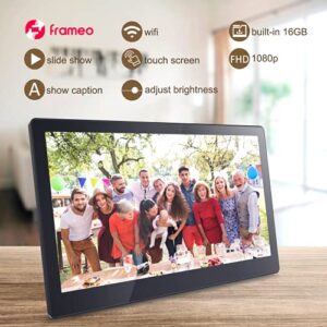 FRAMEO 15.6 Inch FHD Digital Photo Frame WiFi, MARVUE Vision 15 Smart WiFi Electronic Digital Picture Frame Large Touch Screen&16GB Storage,Easy Setup to Share Video and Photos from Anywhere