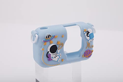 ARNSSIEN 1pcs Mini Silicone Decorative Cartoon for Digital Compatible Kid Camera Creative Design Child Shockproof Skin Protector Case Blue Astronaut