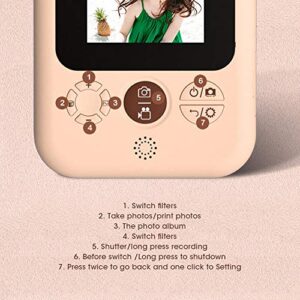 EBTOOLS Mini Thermal Print Kids Camera, 12 Million Pixels Cute Children Camera HD Take Pictures Video, IPS Color Screen Digital Camera Toy