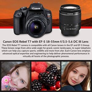 Canon Rebel T7 DSLR Camera with 18-55mm Lens Kit and Sandisk 64GB Ultra Speed Memory Card, Creative Lens Filters, Carrying Case | Limited Edition Bundle (Renewed)