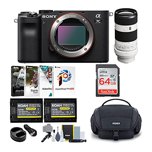 Sony Alpha a7C Full-Frame Compact Mirrorless Camera (Black) Bundle with FE 70-200mm f/4.0 G OSS Lens (6 Items)