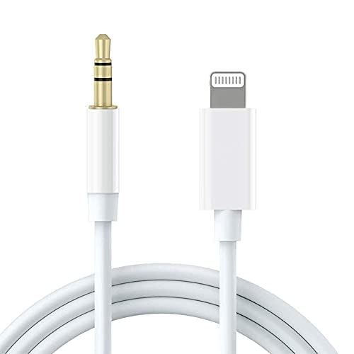 esbeecables Aux Cord for iPhone, Apple MFi Certified Lightning to 3.5mm Aux Cable for Car Compatible with iPhone 14 13 12 11 XS XR X 8 7 6 iPad iPod for Car Home Stereo Headphone Speaker, 3.3FT White