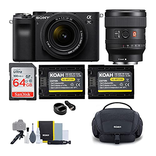 Sony Alpha a7C Full-Frame Compact Mirrorless Camera (Black) Bundle with FE 28-60mm and 24mm Lens (5 Items)