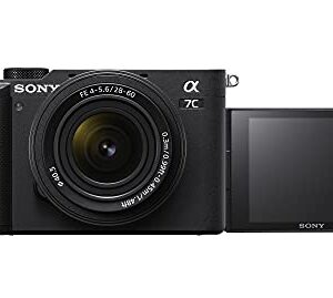 Sony Alpha a7C Full-Frame Compact Mirrorless Camera (Black) Bundle with FE 28-60mm and 24mm Lens (5 Items)