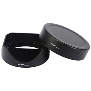 haoge lens hood metal square bayonet for fujifilm xf35mmf2 r wr, xf23mmf2 r wr xc 35mm f2, fuji 35mm f2, 23mm f2 lens hood, with metal front cap, replaces fujifilm lh-xf35-2 lh xf35 2 hood shade