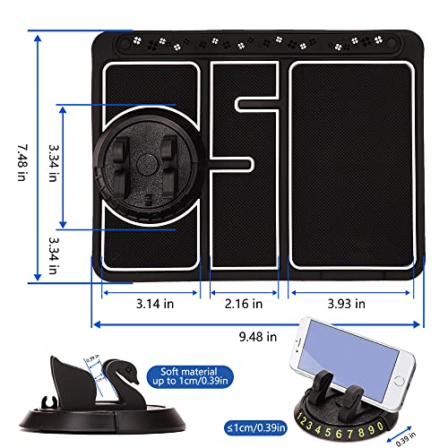 DJZNDINGJIEJIE 4-in-1 Non-Slip Phone Pad for Car Multifunctional Dashboard Mat Anti-Skid Car Dashboard Sticky Pad Car for Cell Phone Holder Navigation Frame (White)