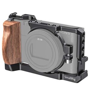 smallrig vlog camera cage for sony rx100 vi and rx100 vii camera (fits dsc-rx100 m6 and dsc-rx100 m7 camera) with wooden handle grip vlogger youtuber – ccs2434