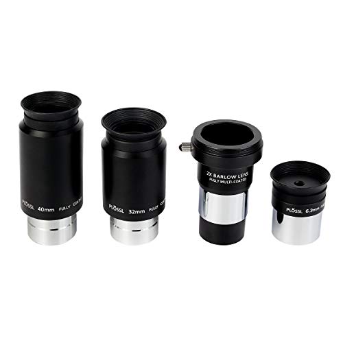 SVBONY Telescope Eyepiece Set Telescope Accessory Kit with 2X Barlow Lens 4 Element Plossl Design 6.3mm 32mm 40mm for Astronomical Telescopes