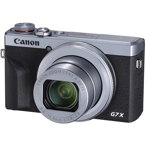 Canon PowerShot G7 X Mark III Camera w/ 1 Inch Sensor & 4k Video - Wi-Fi & Bluetooth Enabled (Silver) & LED Video Light, 64GB Transcend Memory Card, Extra Battery + Accessory Bundle (Renewed)