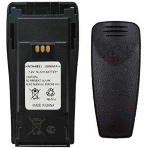 Teseko NNTN4851 NNTN4851A NNTN4496 NNTN4497CR NNTN4970A 7.2V 1500mAh Ni-MH Two-Way Radio Battery Replacement for Motorola CP040 CP140 CP150 CP160 CP180 CP200 PR400 EP450+Belt Clip