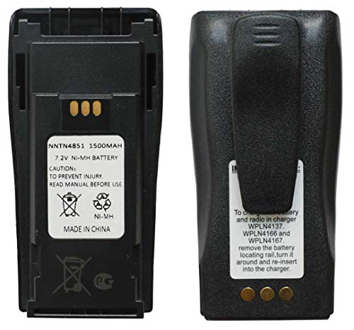 Teseko NNTN4851 NNTN4851A NNTN4496 NNTN4497CR NNTN4970A 7.2V 1500mAh Ni-MH Two-Way Radio Battery Replacement for Motorola CP040 CP140 CP150 CP160 CP180 CP200 PR400 EP450+Belt Clip