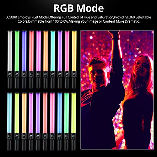 Godox LC500R RGB LED Light Stick Lighting,2500K-8500K Full Color, 14 Lighting Effects, with Remote Control + Carry Bag