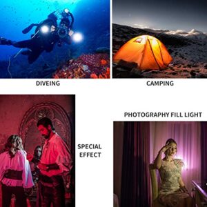 Suptig Video Lighting Dive Light Underwater Lights 72 Led Lights Compatible for Gopro Canon Nikon Pentax Panasonic Sony Samsung SLR Cameras 5 Kinds of Illuminating Colors Waterproof 147ft(45m)