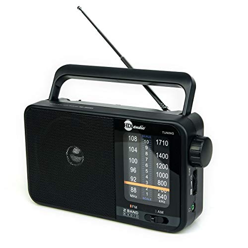 HDi Audio Home Portable AM/FM Radio, Battery Operated, Or AC Power, | Headphone Jack | Big Speaker | Large Operated Analog Radio | Black