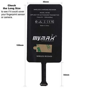 MyMAX – Type C 1300mA Super-Fast Qi Wireless Charging Receiver and Adapter Compatible with Google Pixel, Samsung, LG, and Other USB-C Android Phones (Long Version, Plastic Toothpick)