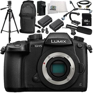 panasonic lumix dc-gh5 mirrorless micro four thirds digital camera 13pc accessory bundle – includes 64gb sd memory card + more – international version (no warranty)