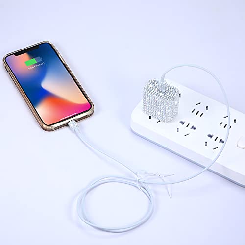 Outus 10 Pieces Rhinestones Wall Charger Stickers Bling Handmade USB Charger Crystal Decorations Artificial Diamond Charger Sticker Compatible with iPhone iPad Plug Power Adapter DIY for Women