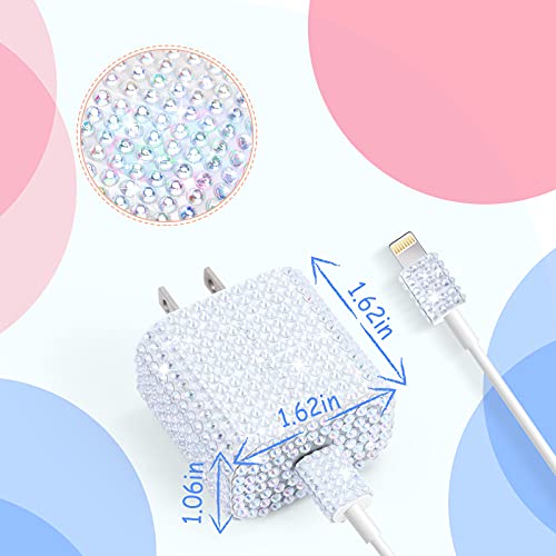 Outus 10 Pieces Rhinestones Wall Charger Stickers Bling Handmade USB Charger Crystal Decorations Artificial Diamond Charger Sticker Compatible with iPhone iPad Plug Power Adapter DIY for Women