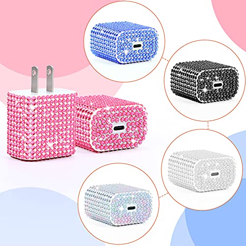 Outus 10 Pieces Rhinestones Wall Charger Stickers Bling Handmade USB Charger Crystal Decorations Artificial Diamond Charger Sticker Compatible with iPhone iPad Plug Power Adapter DIY for Women