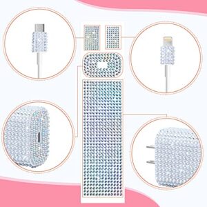 Outus 10 Pieces Rhinestones Wall Charger Stickers Bling Handmade USB Charger Crystal Decorations Artificial Diamond Charger Sticker Compatible with iPhone iPad Plug Power Adapter DIY for Women