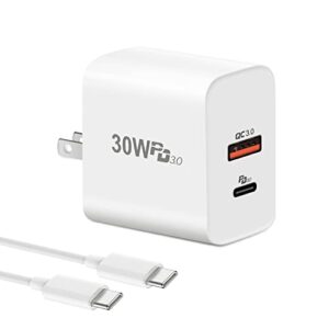 usb c fast charger 30w,cshare pd 3.0 usb wall charger,foldable power adapter for google pixel 6 pro,for iphone 14pro/14/13/12/11/xr, macbook,pad pro,airpods,galaxy s22 ultra s21, 6.6ft usb c to c cord